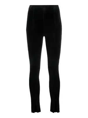 Alchemy Fashions X Lia Aram Hem-split Velvet Trousers - Black