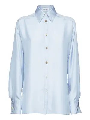 FERRAGAMO Button-front Satin Shirt - Blue