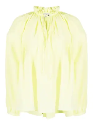LANVIN Pleated-neckline Silk Blouse - Green