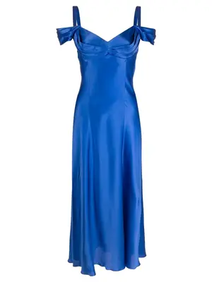 Alberta Ferretti Draped Silk Dress - Blue