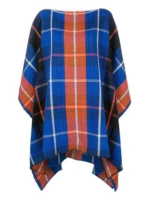 COLVILLE Windowpane-Pattern Wool Poncho