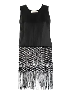 WALES BONNER Sleeveless Macramé Top - Black