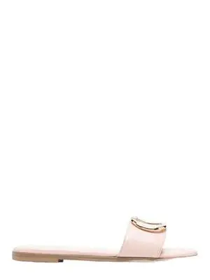 TWINSET Logo Plaque Square-toe Slides - Pink
