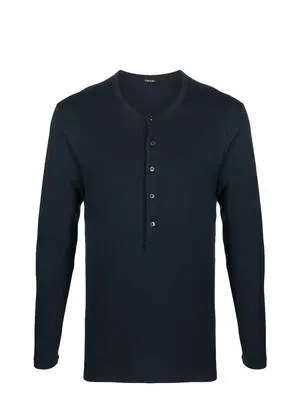TOM FORD Henley-neck Long-sleeve T-shirt - Blue