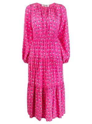 Diane Von Furstenberg Long-sleeved Midi Dress - Pink