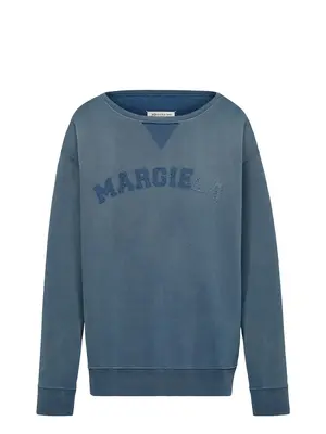 MAISON MARGIELA Logo-print Organic-cotton Sweatshirt - Blue