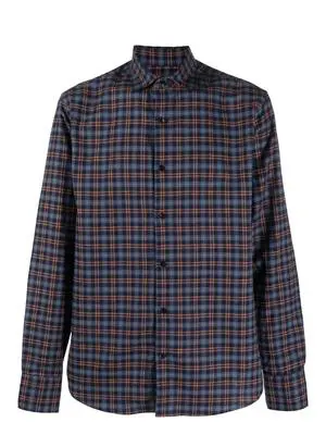 DEPERLU Check-pattern Long-sleeve Shirt - Blue