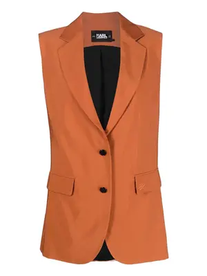 Karl Lagerfeld Longline Tailored Waistcoat - Orange