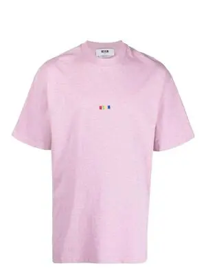 MSGM Embroidered-logo Cotton T-shirt - 12 Light Pink