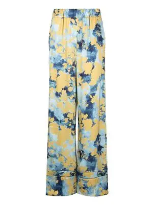 Off-White Flower-print Wide-leg Trousers - Blue