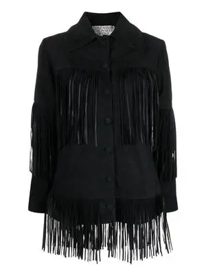 DANCASSAB Rimon Fringed Leather Jacket - Black
