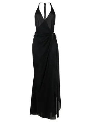 LOUISA BALLOU Semi-sheer Maxi Dress - Black