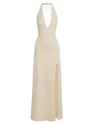 Halston Carina Ponte Gown - Beige