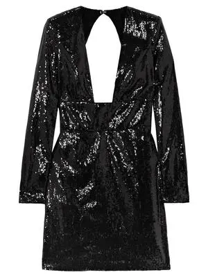 Dundas Open-back Sequined Mini Dress - Black