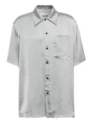 JIL SANDER Shirt 36 Satin Bowling Shirt - Grey