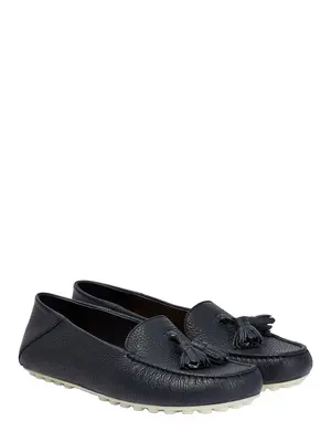 Loro Piana Dot Sole Leather Moccasins - Blue