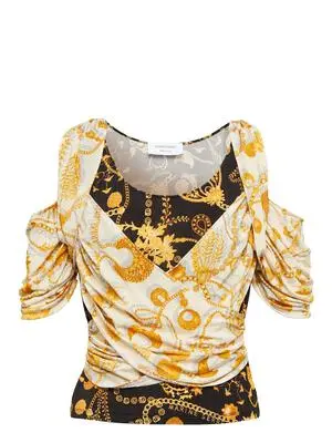 MARINE SERRE Draped Printed Cutout Top - Multicoloured
