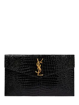 Saint Laurent Uptown Patent Leather Clutch - Black