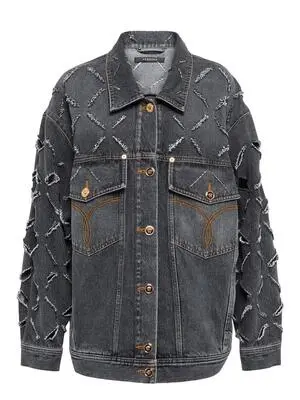 Versace Distressed Denim Jacket - Blue