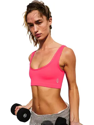 Free People Happiness Runs Scoop Neck Bra Electric Sunset
