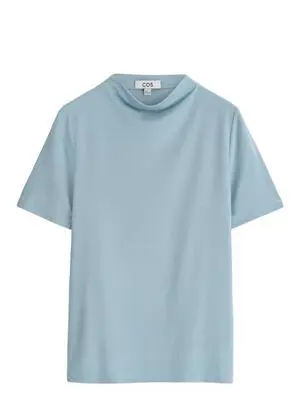 Cos Cropped Jersey T-shirt - Blue