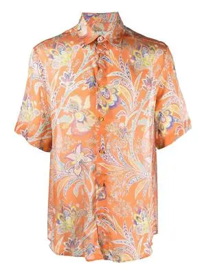 Etro Paisley-print Silk Shirt - Orange