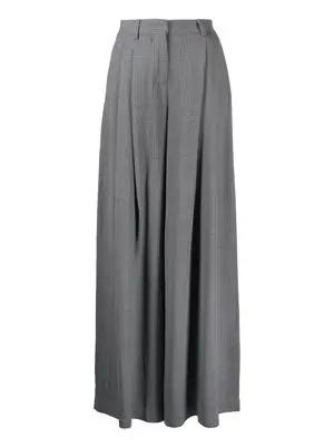 Off-White Checked Wide-leg Trousers - Grey