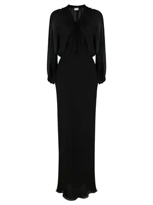 Saint Laurent Sheer-paneled Maxi Dress - Black