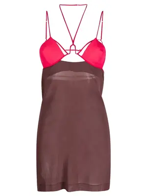 NENSI DOJAKA Cut-out Cotton Minidress - Brown