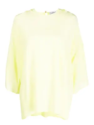 LANVIN Draped Silk Blouse - Green