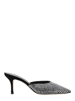 Paris Texas Hollywood 75mm Crystal-embellished Mules - Black