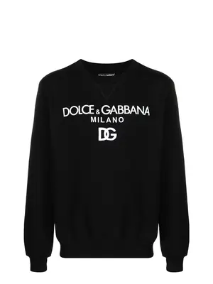 Dolce & Gabbana Logo-embroidered Cotton Sweatshirt - Black
