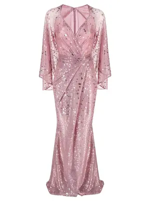 Talbot Runhof V-neck Draped Gown - Pink