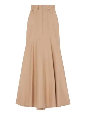 Burberry Gabardine Cotton Full Skirt - Neutrals
