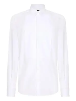 Dolce & Gabbana Gold-fit Cotton Tuxedo Shirt - White