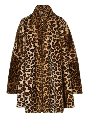 Dolce & Gabbana Leopard-print Faux-fur Cape - Brown