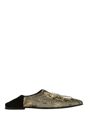 Dolce & Gabbana Embellished Jacquard Slippers - Gold