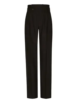 Dolce & Gabbana Silk-cotton Tailored Trousers - Black