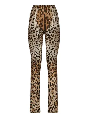 Dolce & Gabbana Leopard-print Flared Trousers - Neutrals