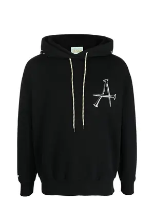 Aries Graphic Print Hoodie - Black