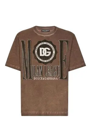 Dolce & Gabbana Logo-print Washed-finish T-shirt - Brown
