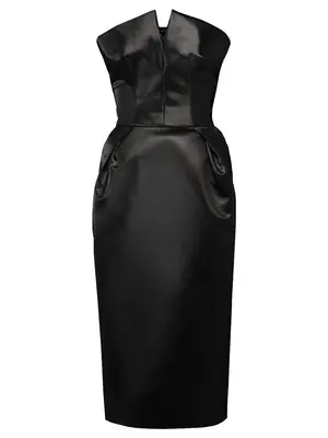 MAISON MARGIELA Maison Margiela Cintzed Satin Midi Dress Black