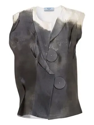 Prada Two-tone Silk Satin Blouse - Grey