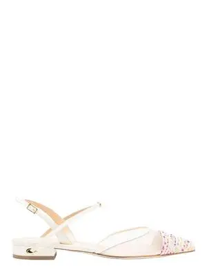 Jennifer Chamandi Vittorio Mesh Leather Slingback Point-toe Flats - Neutrals