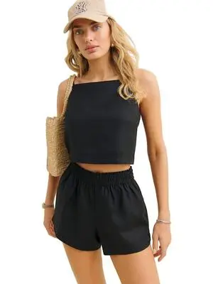 REFORMATION Mila Linen Short - Black