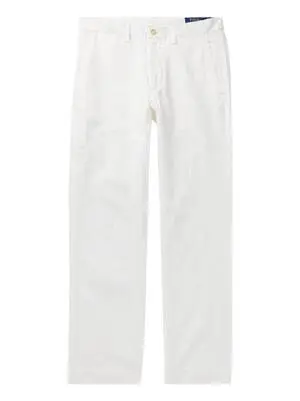 Polo Ralph Lauren Slim-fit Straight-leg Linen And Cotton-blend Trousers - White