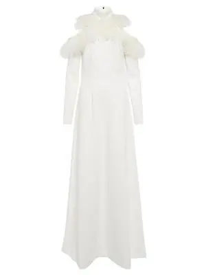 CHRISTOPHER KANE Bridal Feather-trimmed Crêpe Gown - White