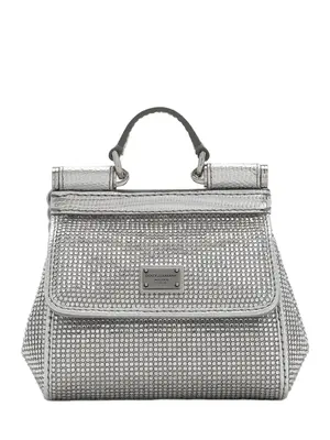 Dolce & Gabbana Dolce & Gabbana Mini Sicily Bag With Rhinestones Silver
