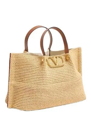 Valentino Garavani Medium Straw Summer Tote - Brown