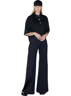 Rosetta Getty Cropped Oversized Polo - Black